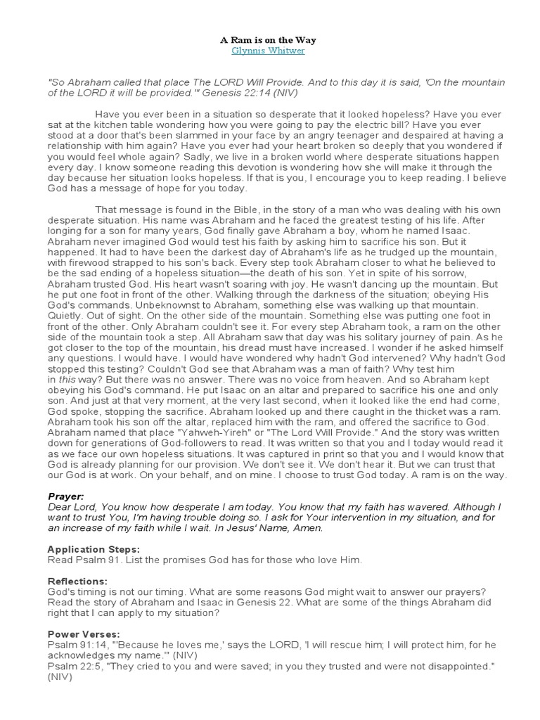 A Ram Is On The Way | PDF | Torah | Religion And Belief