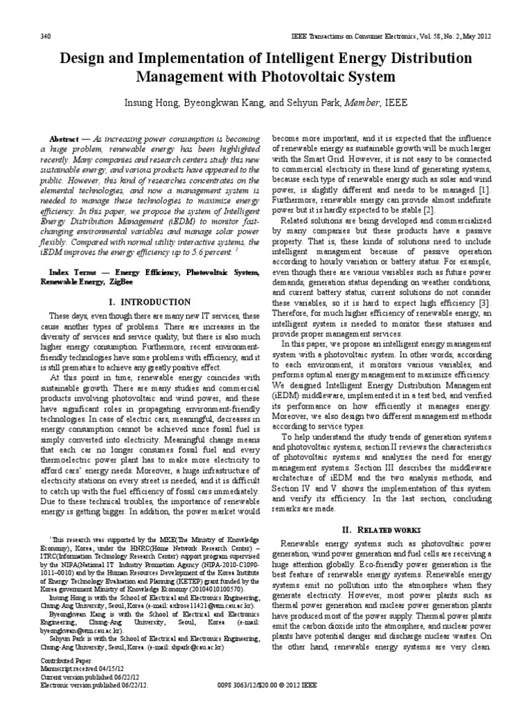 Design and Implementation of Intelligent Energy Distribution | PDF ...