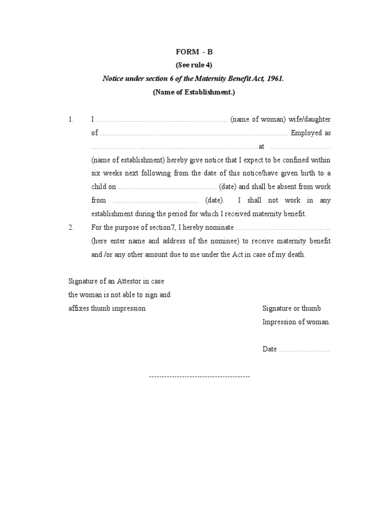 Maternity Leave Form B Instructions | PDF | Social Institutions ...
