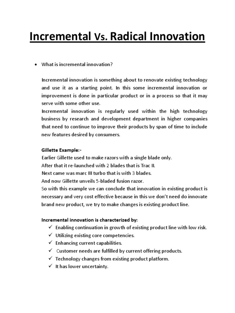 Incremental vs Radical Innovation Explained | PDF | Innovation ...