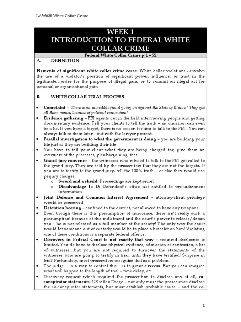 White Collar Crime Compiled Notes | PDF | Crime & Violence | Crime Thriller