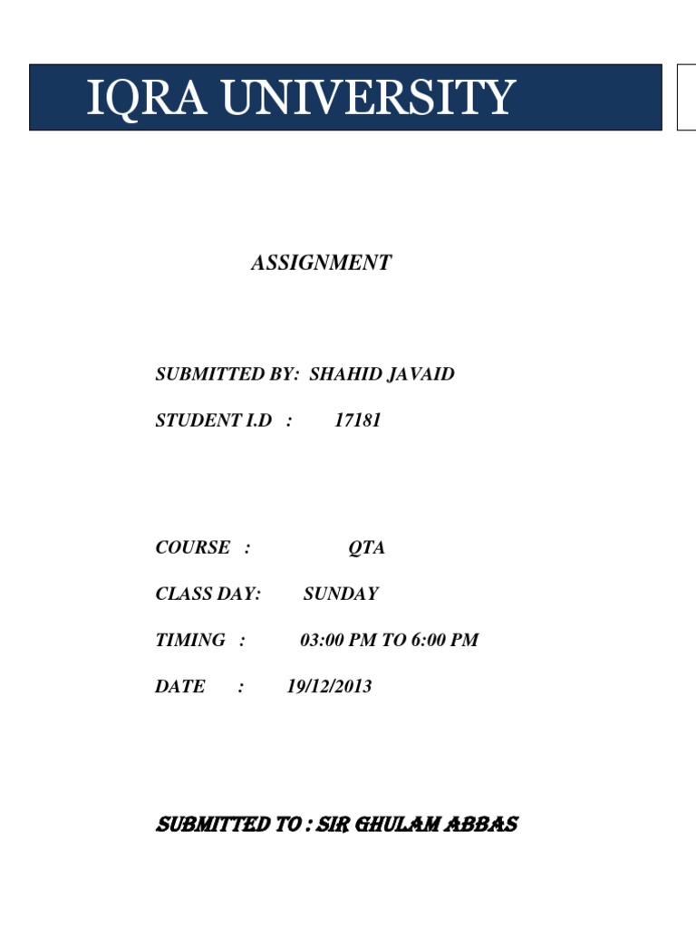 Iqra University: Assignment | PDF | Logistic Regression | Regression ...