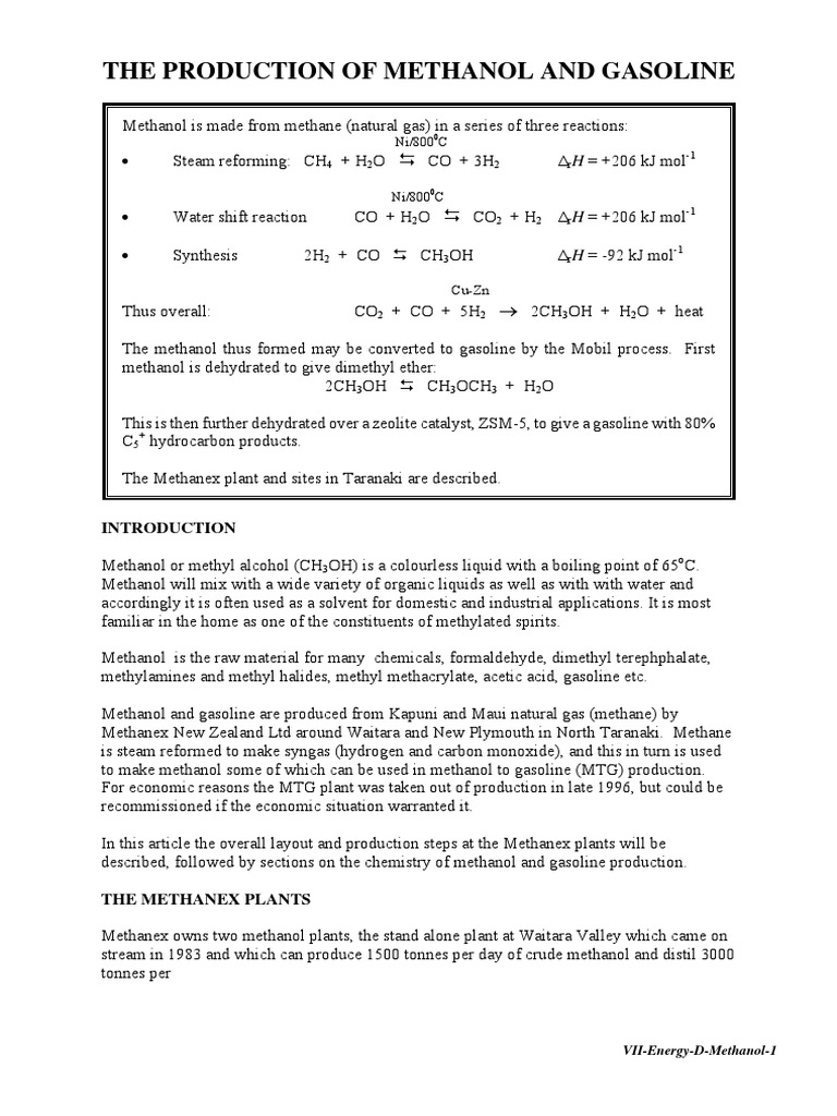 Methanol | PDF | Technology & Engineering