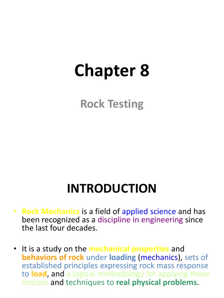 Chapter 8 - Rock Testing | PDF | Strength Of Materials | Rock (Geology)