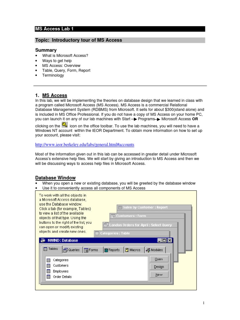 Topic: Introductory Tour of MS Access | Download Free PDF | Microsoft Access | Table (Database)