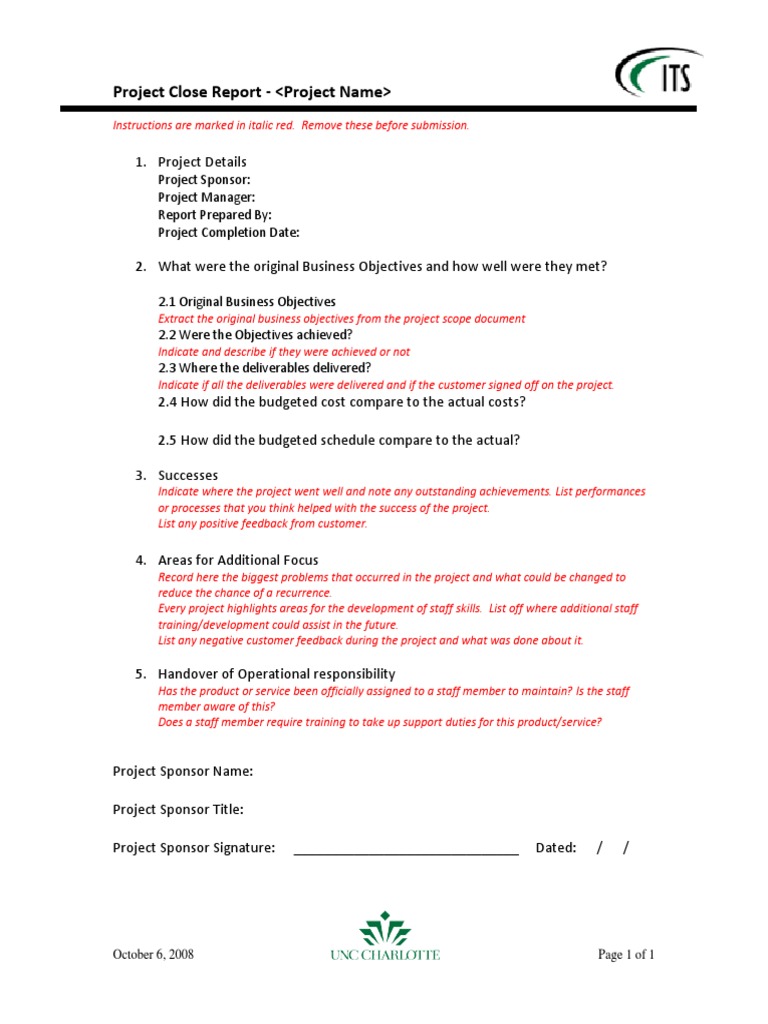 Project Close Report Guide | PDF