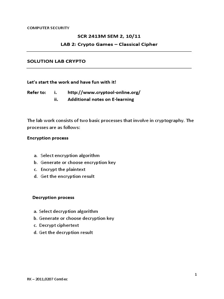 Solution Lab Crypto | PDF | Cipher | Cryptography