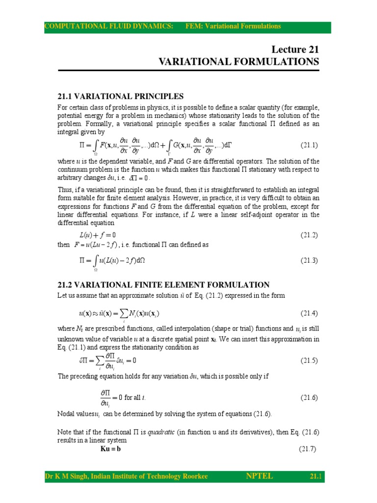 Lecture 2 Pdf Calculus Of Variations Finite Element Method
