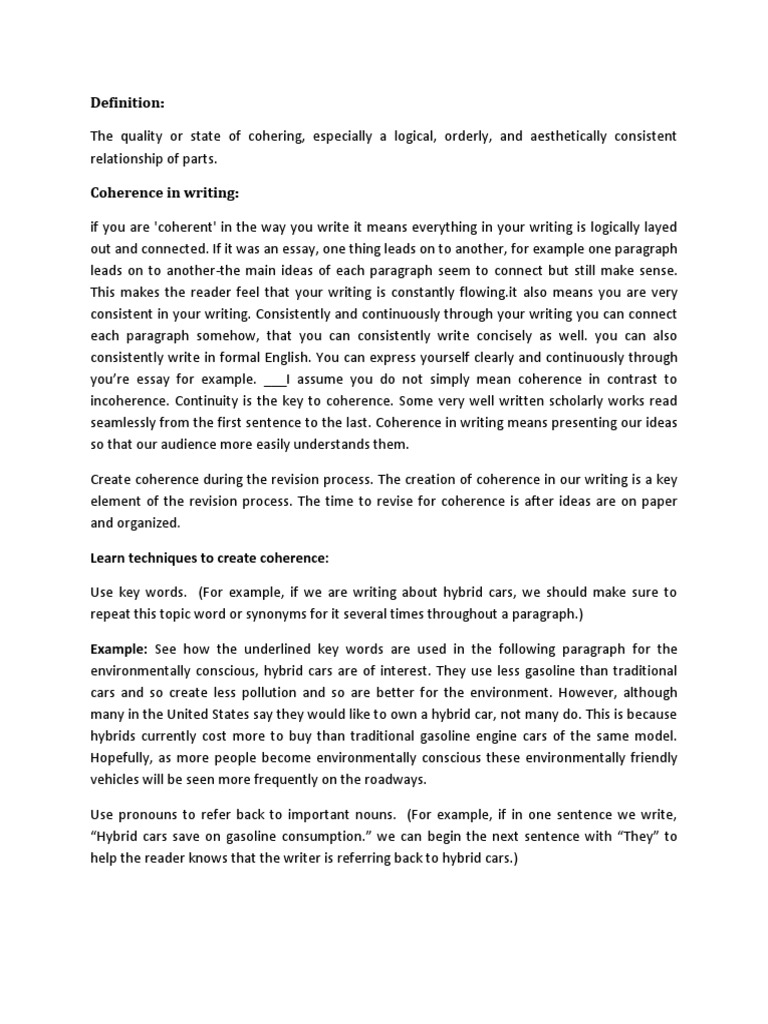 What is Coherence in Writing | Paragraph | Essays