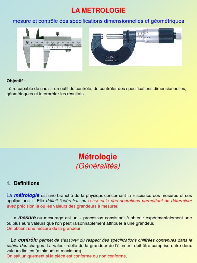 Cours Metrologie | PDF | Erreur de mesure | Métrologie