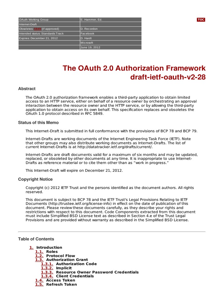 The Oauth 2 0 Authorization Framework Pdf Hypertext Transfer Protocol Web Server