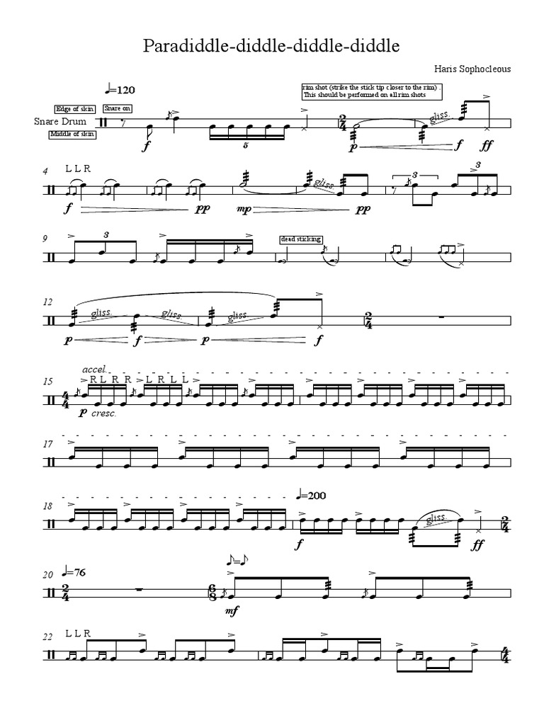 Paradiddle Diddle Diddle | PDF | Percussion Instruments | Drumming