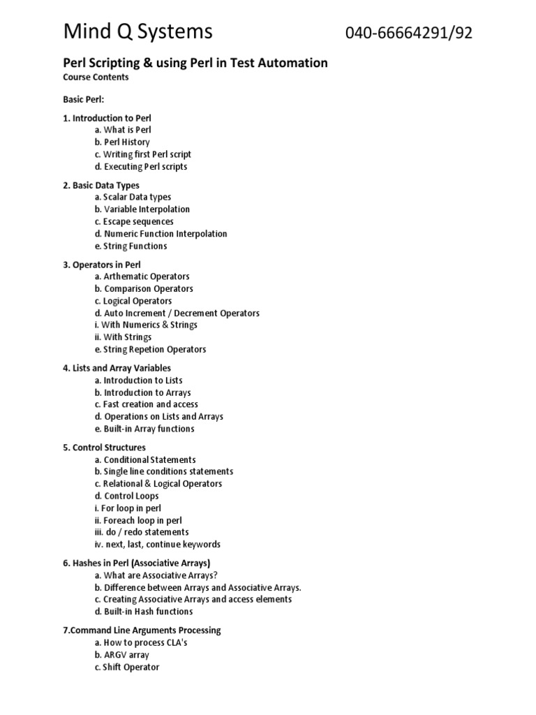 Test Automation With Perl Scripting ToC | PDF | Perl | Modular Programming