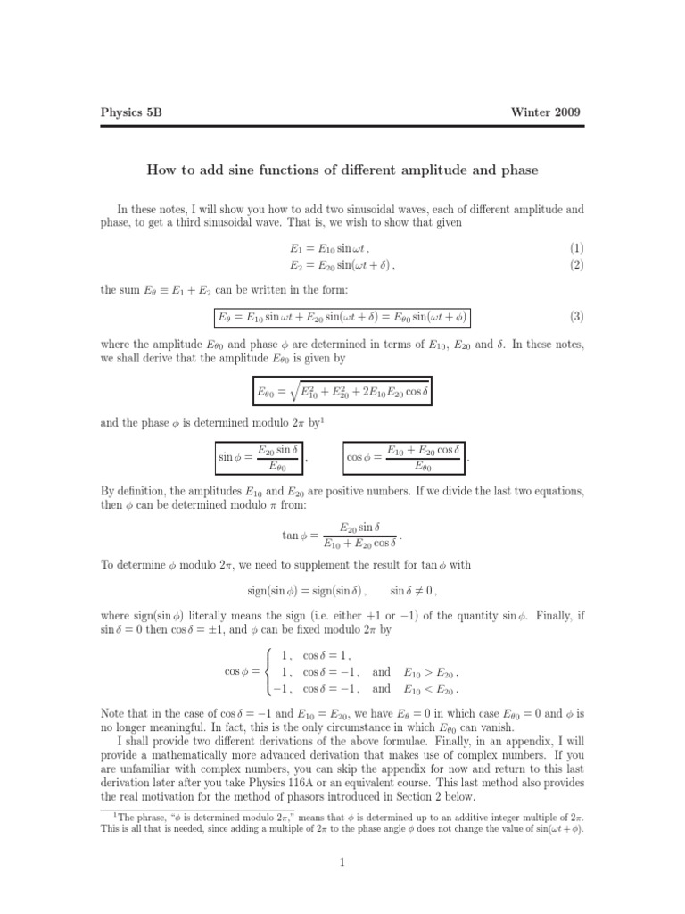 Sine Addition | PDF | Sine | Complex Number