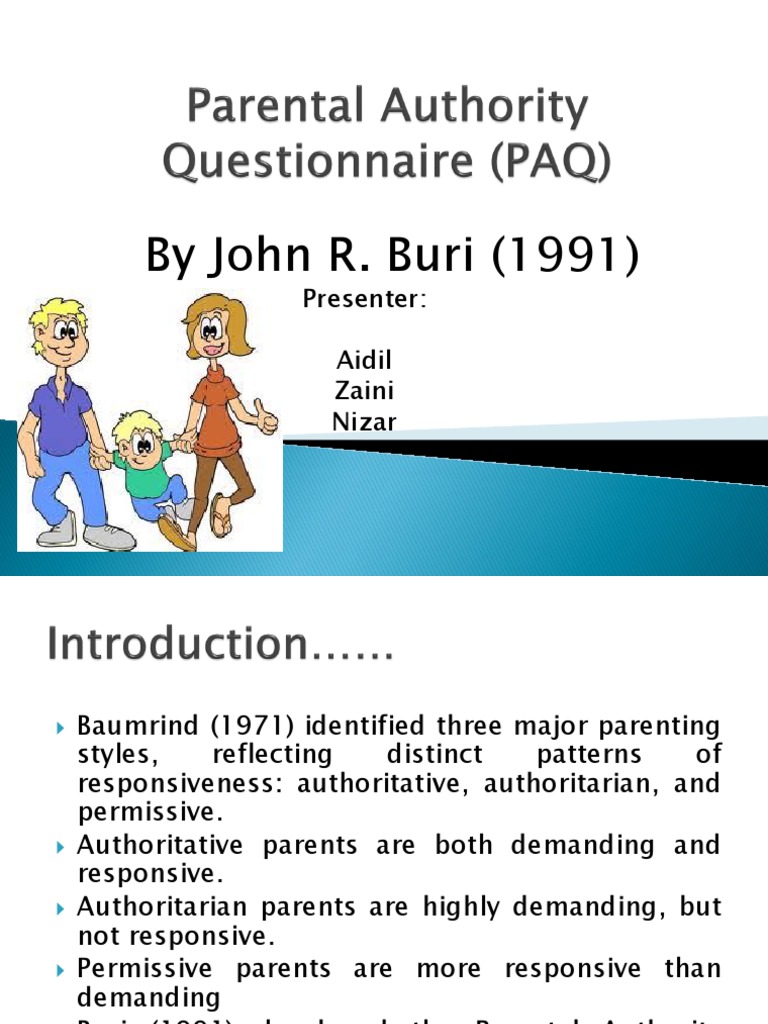 Parental Authority Questionnaire Overview | PDF | Parenting | Relationships