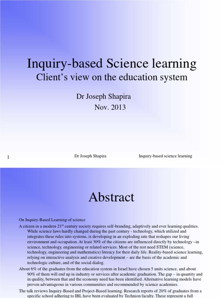Inquiry-Based Science Learning 2 | PDF | Inquiry Based Learning | Science
