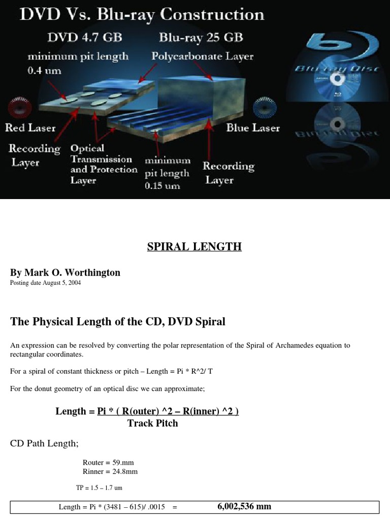 CD. DVD Spiral Length and Speed | PDF | Dvd | Compact Disc