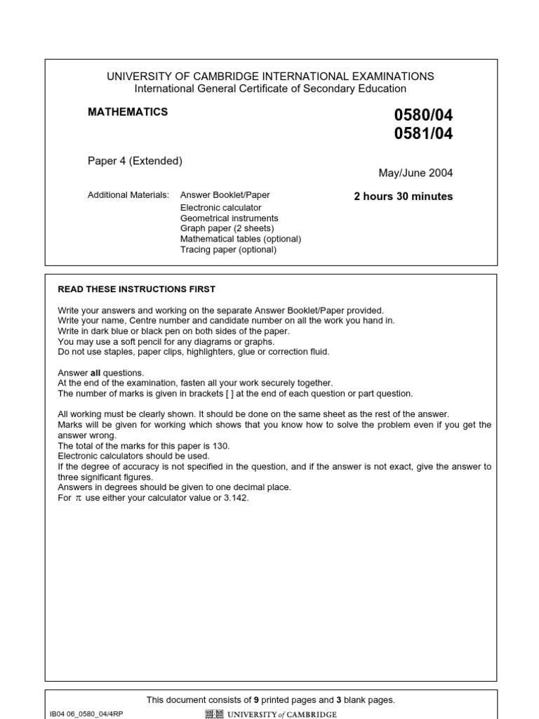 Maths Past Paper | PDF | Sphere | Volume