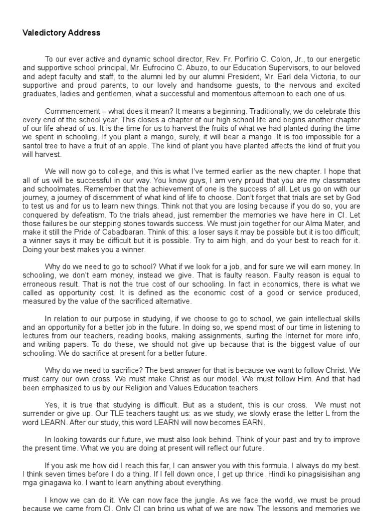 Valedictory Address