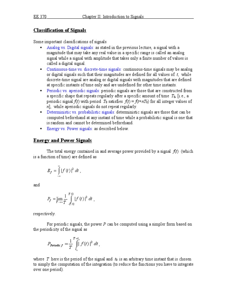02 Classification of Signals | PDF | Signal (Electrical Engineering ...
