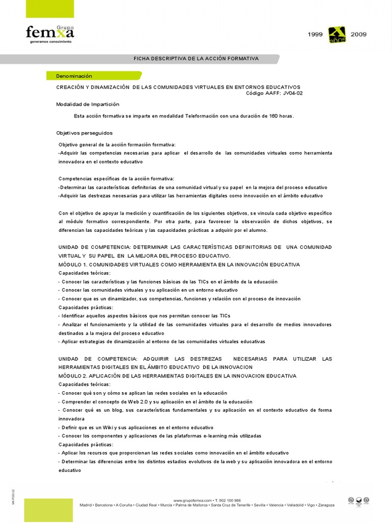 Creación y Dinamización de Las Comunidades Virtuales en Entornos Educativos | PDF | Tecnologia ...