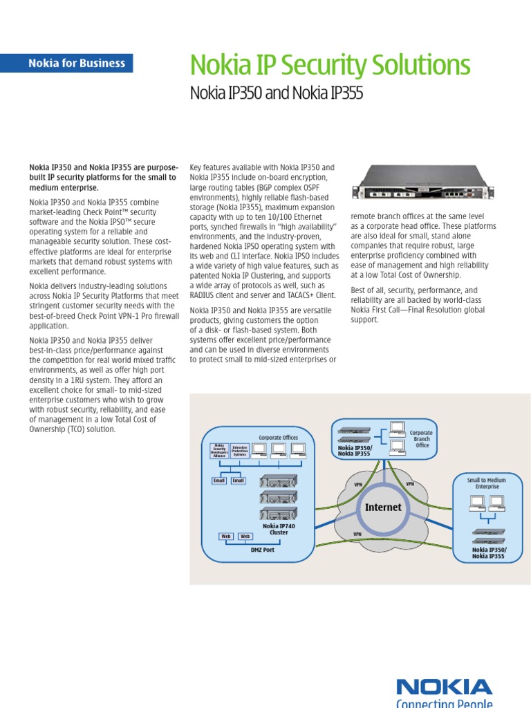 Nokia IP350-355 System DataSheet | PDF | Virtual Private Network | Radius