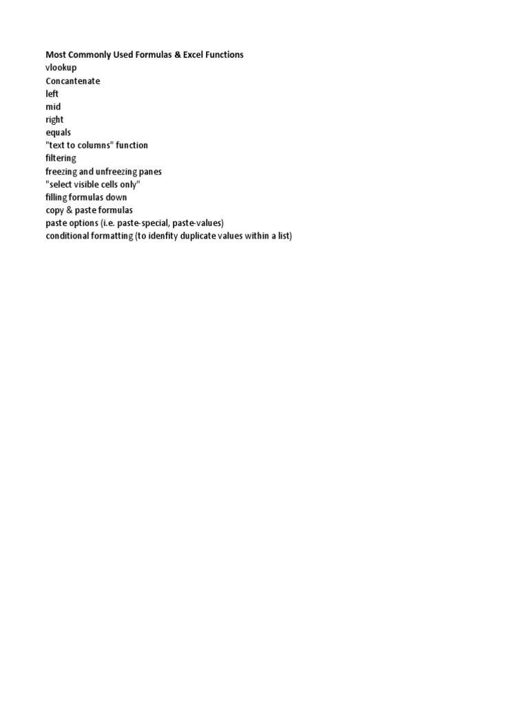 Most Commonly Used Excel Functions | PDF | Teaching Mathematics ...