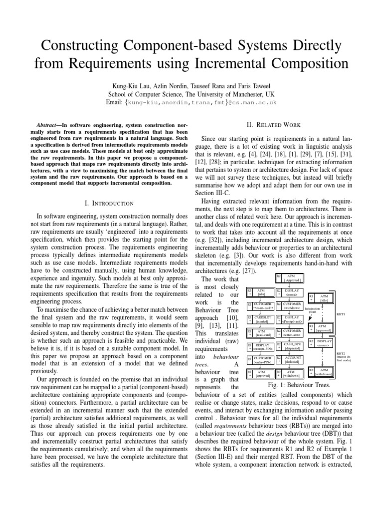 Constructing Component Based Systems Directly From Requirements Using Incremental Composition