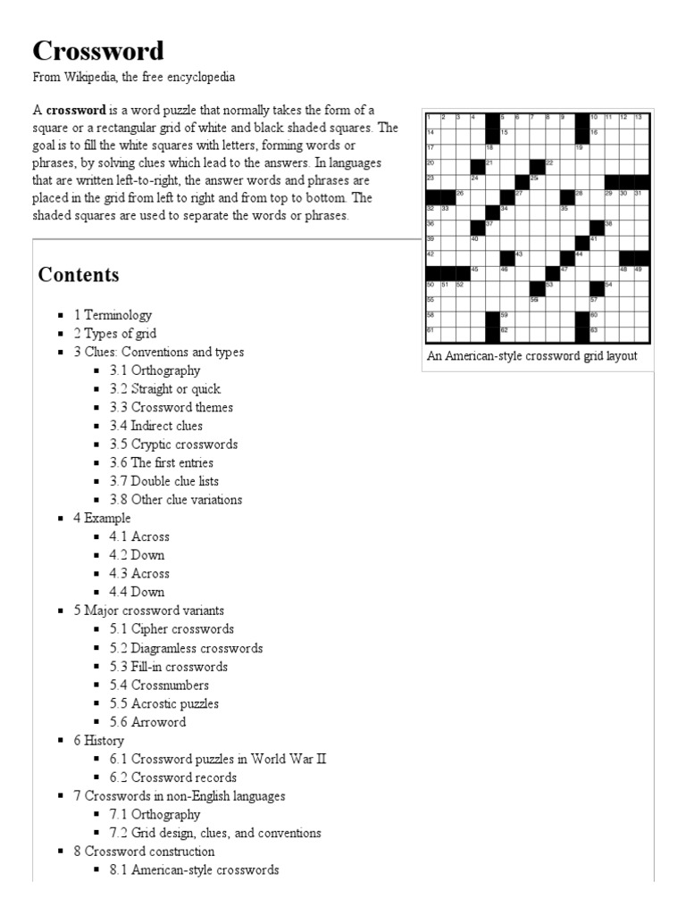 Crossword - Wikipedia, The Free Encyclopedia | PDF | Crossword ...