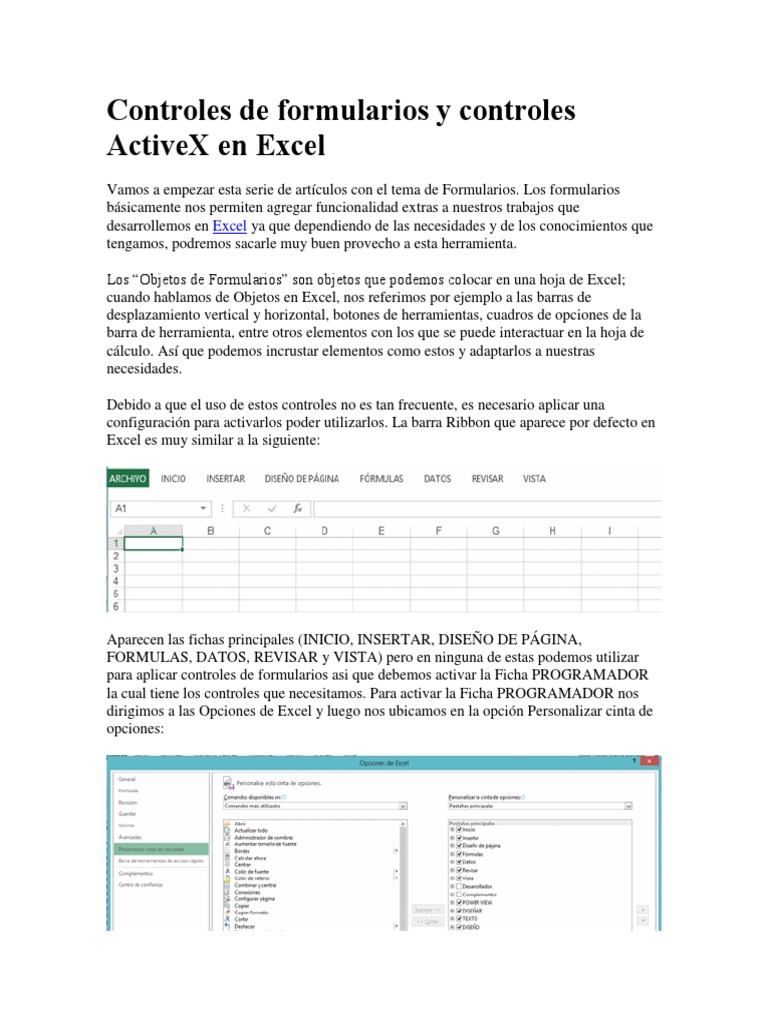 Controles de formularios y controles ActiveX en Excel.docx | Microsoft ...