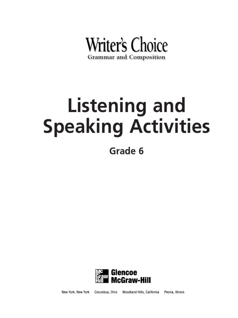 Listening and Speaking Activities Grade 6 | PDF | Nonverbal ...