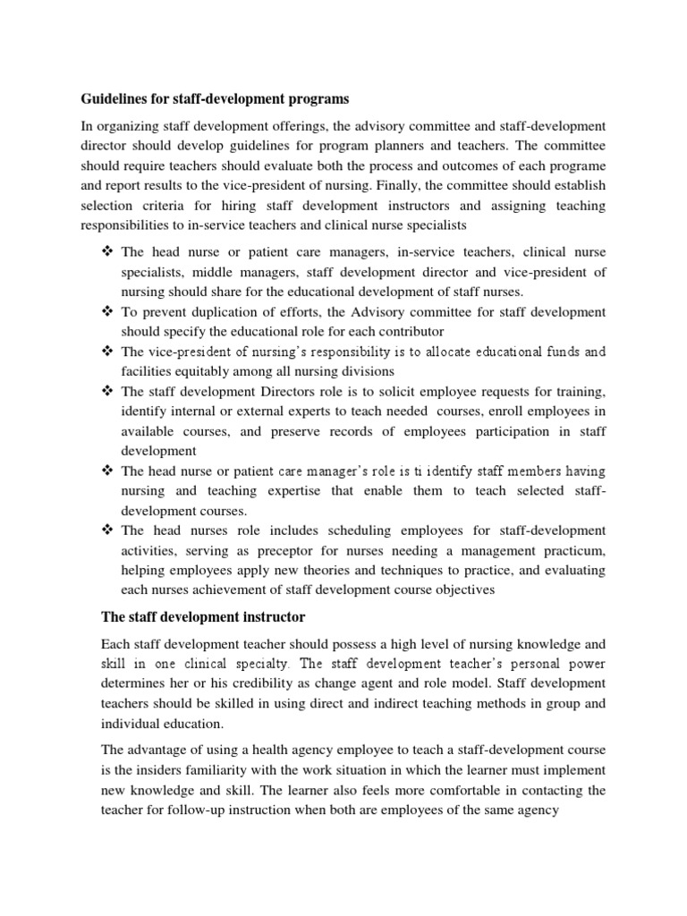 Guidelines For Staff-Development Programs | PDF | Nursing | Expert