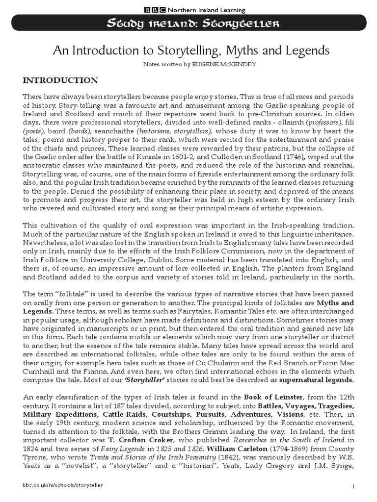 Explore Irish storytelling legends | PDF | Legends | Storytelling