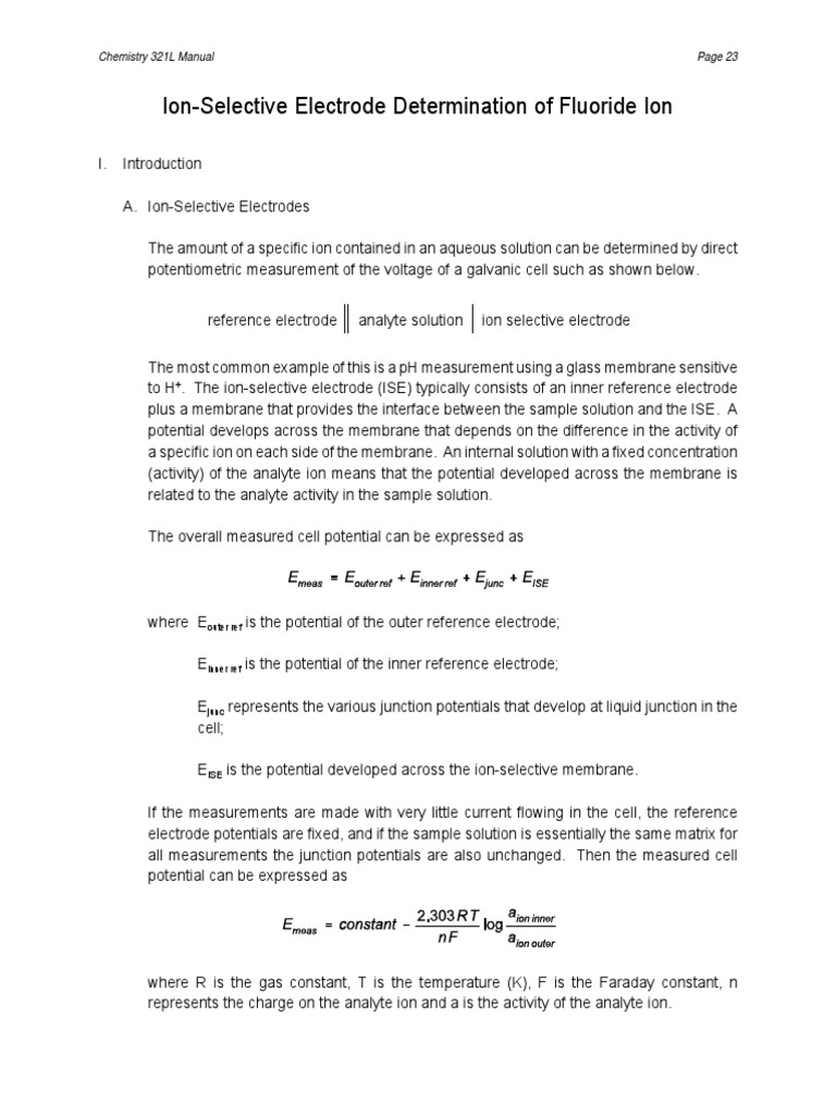 Fluoride Ion Detection via ISE | PDF | Ph | Membrane Potential