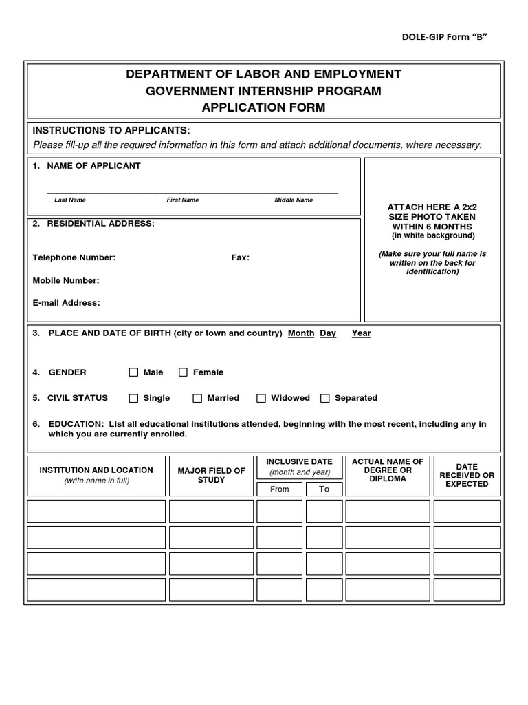 Department of Labor and Employment Government Internship Program ...