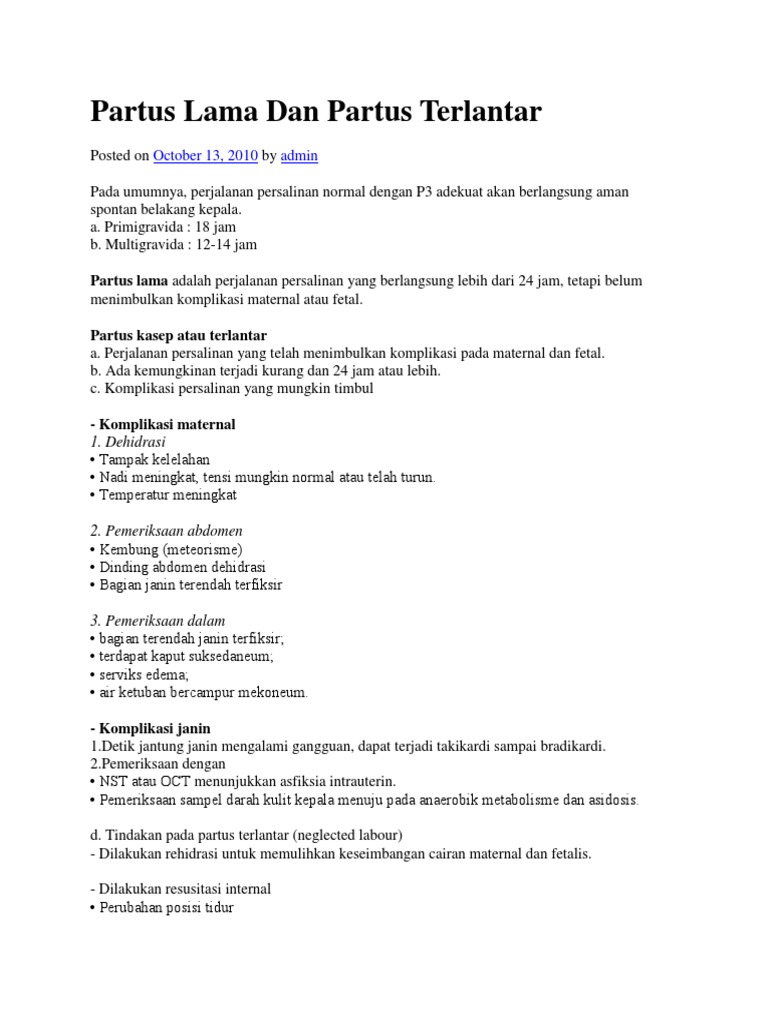 Partus Lama Dan Partus Terlantar | PDF