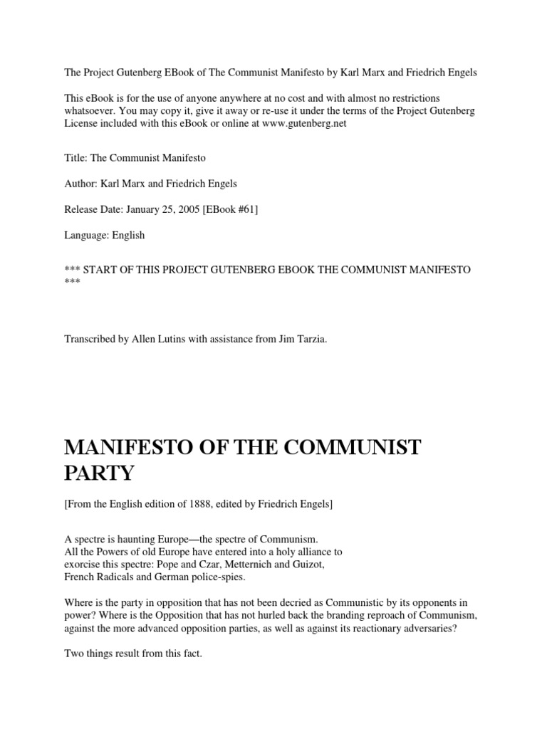 The Communist Manifesto | PDF | The Communist Manifesto | Bourgeoisie
