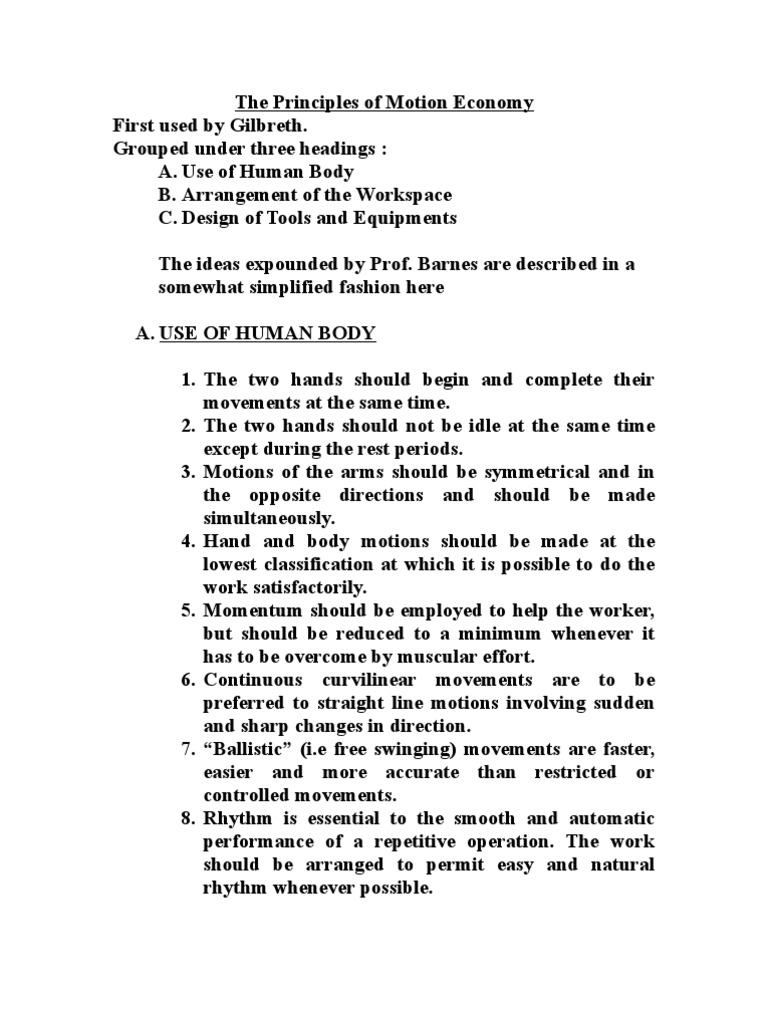 Principles of Motion Economy | PDF | Manufactured Goods | Nature