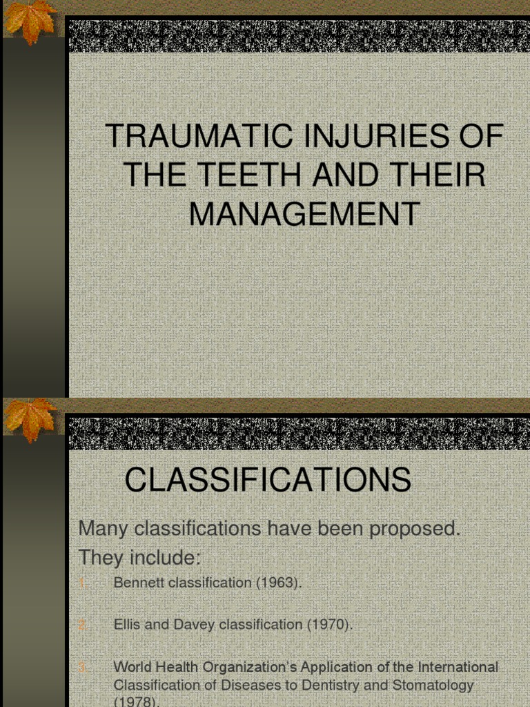 Dental Trauma Classifications Overview | PDF