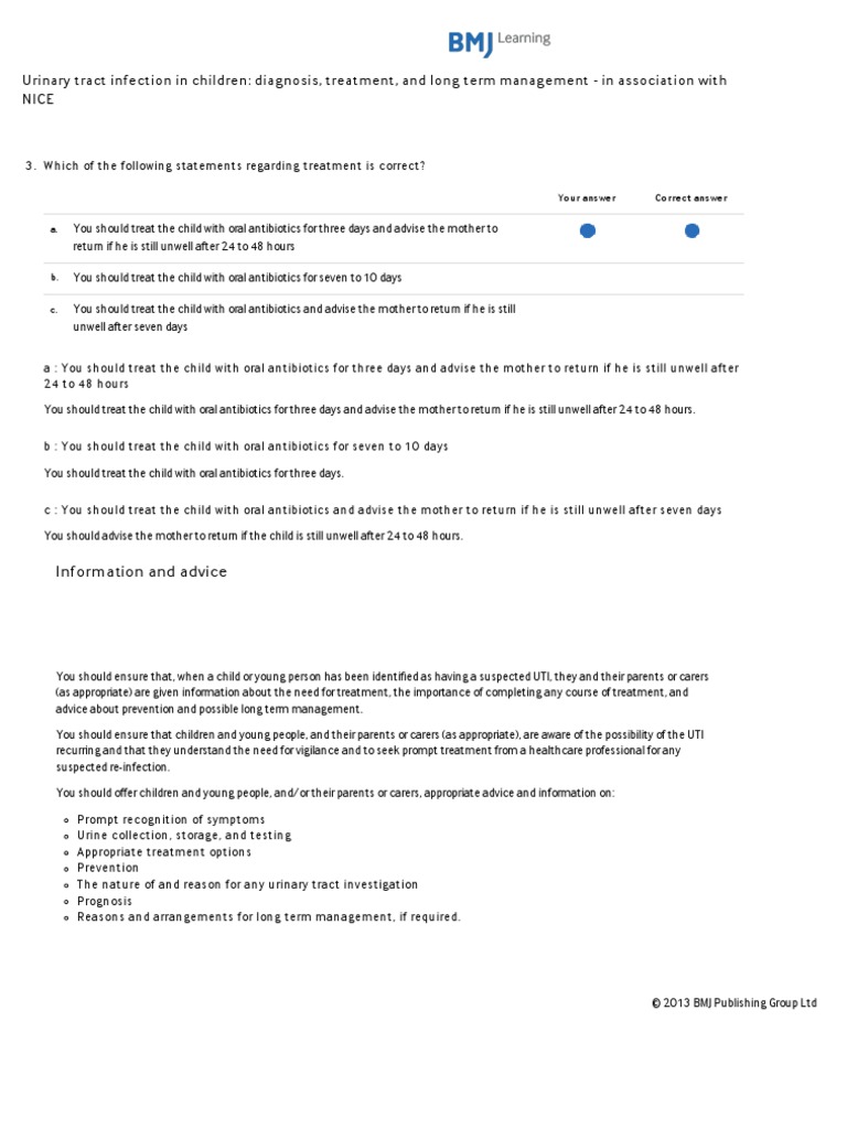 UTI in Children: Diagnosis & Treatment Guide | PDF | Wellness
