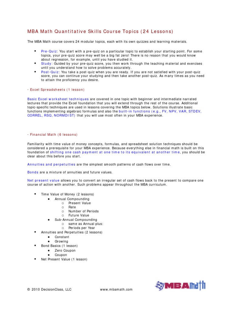 Mba Math | PDF | Education Theory | Educational Psychology