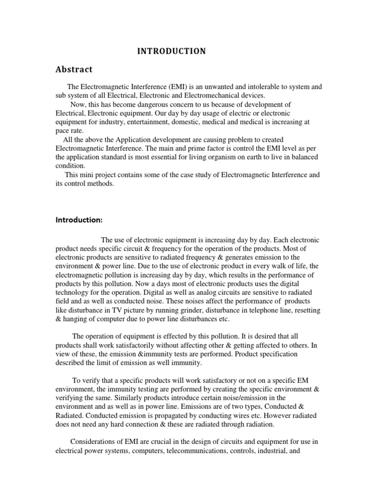 Emi Project Report | PDF | Electromagnetic Radiation | Electromagnetic ...