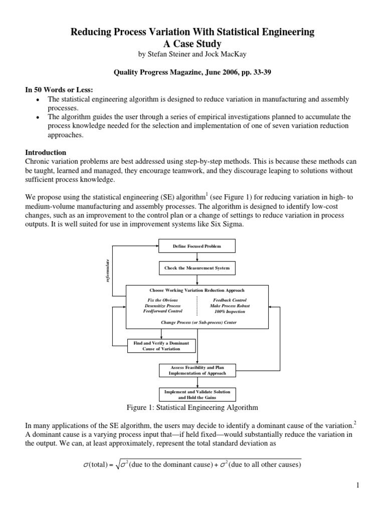 Reducing Process Variation With Statistical Engineering - Steiner ...