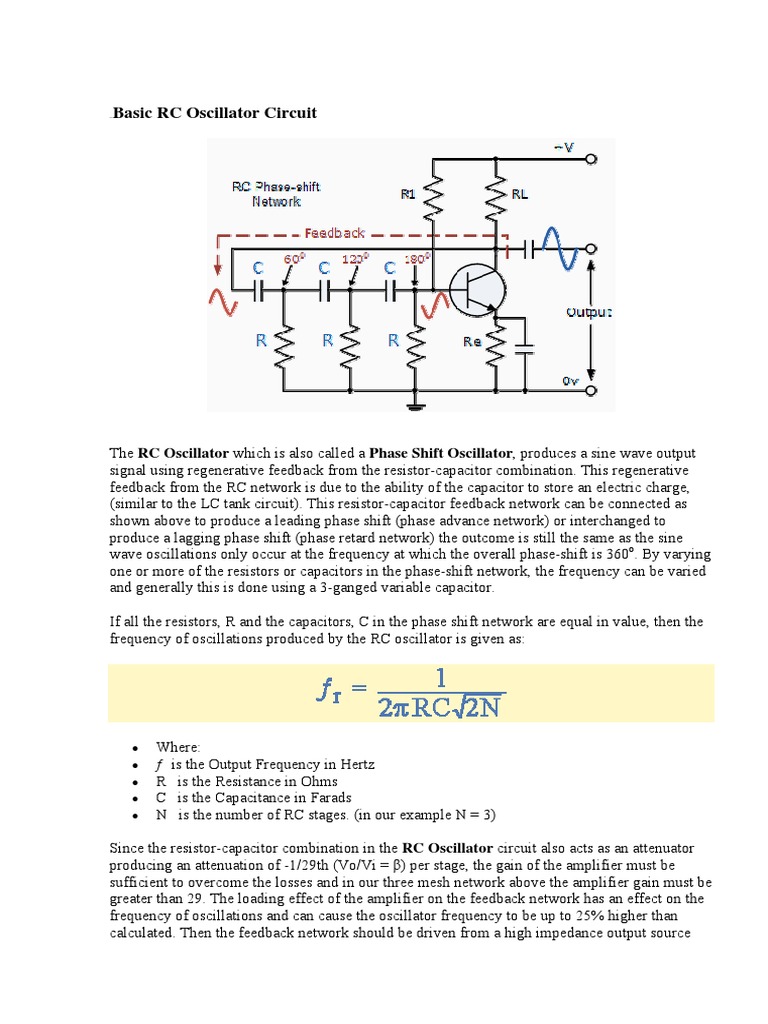 Basic RC Oscillator Circuits | PDF | Operational Amplifier | Amplifier