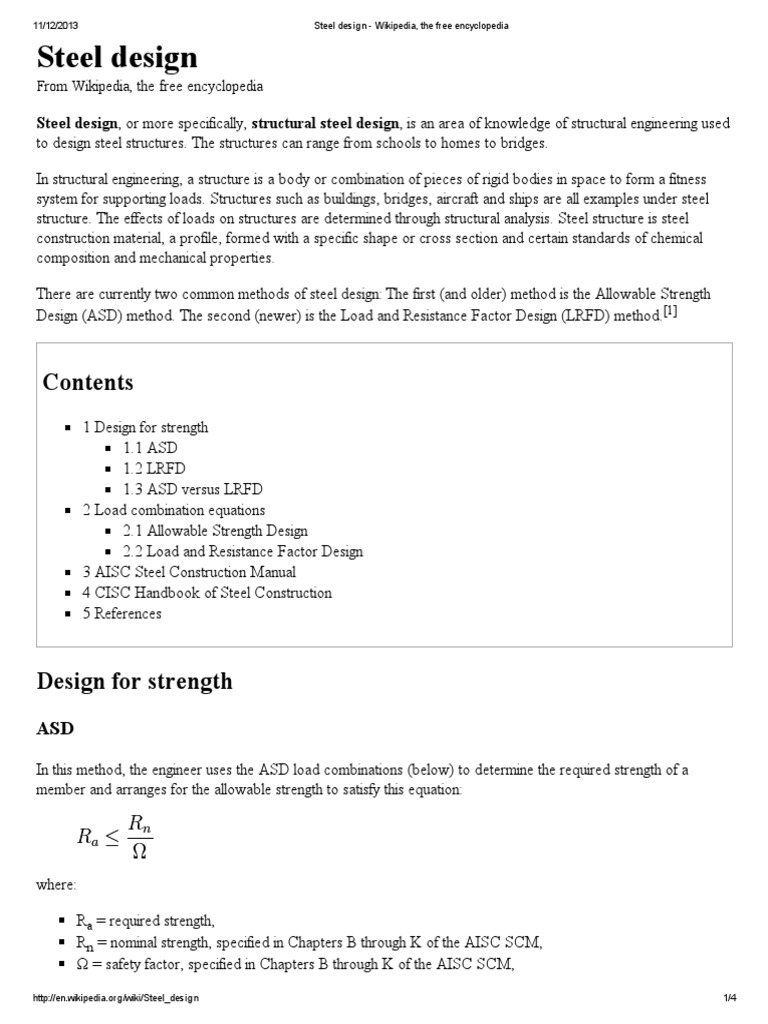Steel Design - Wikipedia, The Free Encyclopedia | PDF | Structural Load ...