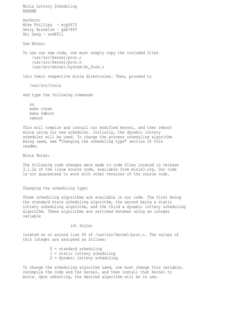 Readme | PDF | Scheduling (Computing) | Queue (Abstract Data Type)