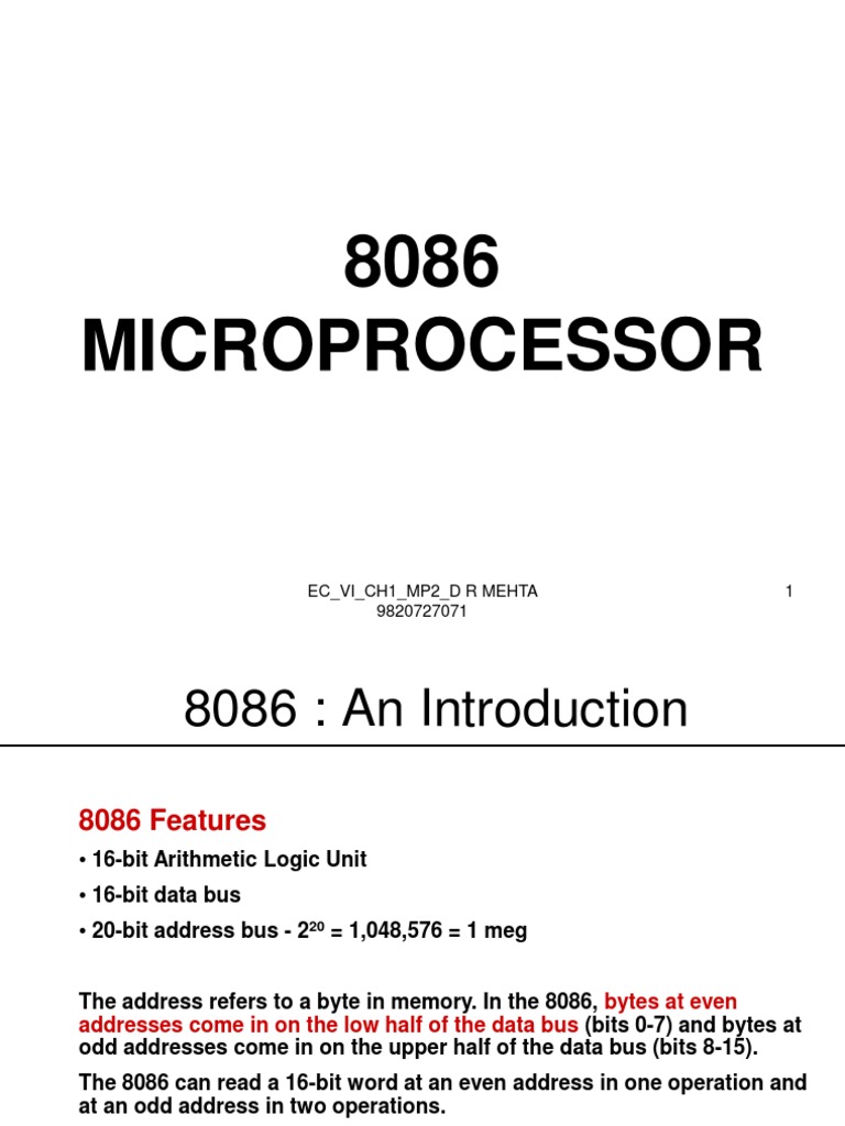 8086 Microprocessor | PDF | Computer Programming | Computer Memory