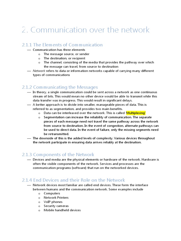 CCNA 1 Chapter 2 Summary | PDF