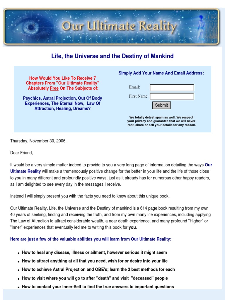 Our Ultimate Reality. Spiritual Evolution, Astral Projection, OBE, Out ...