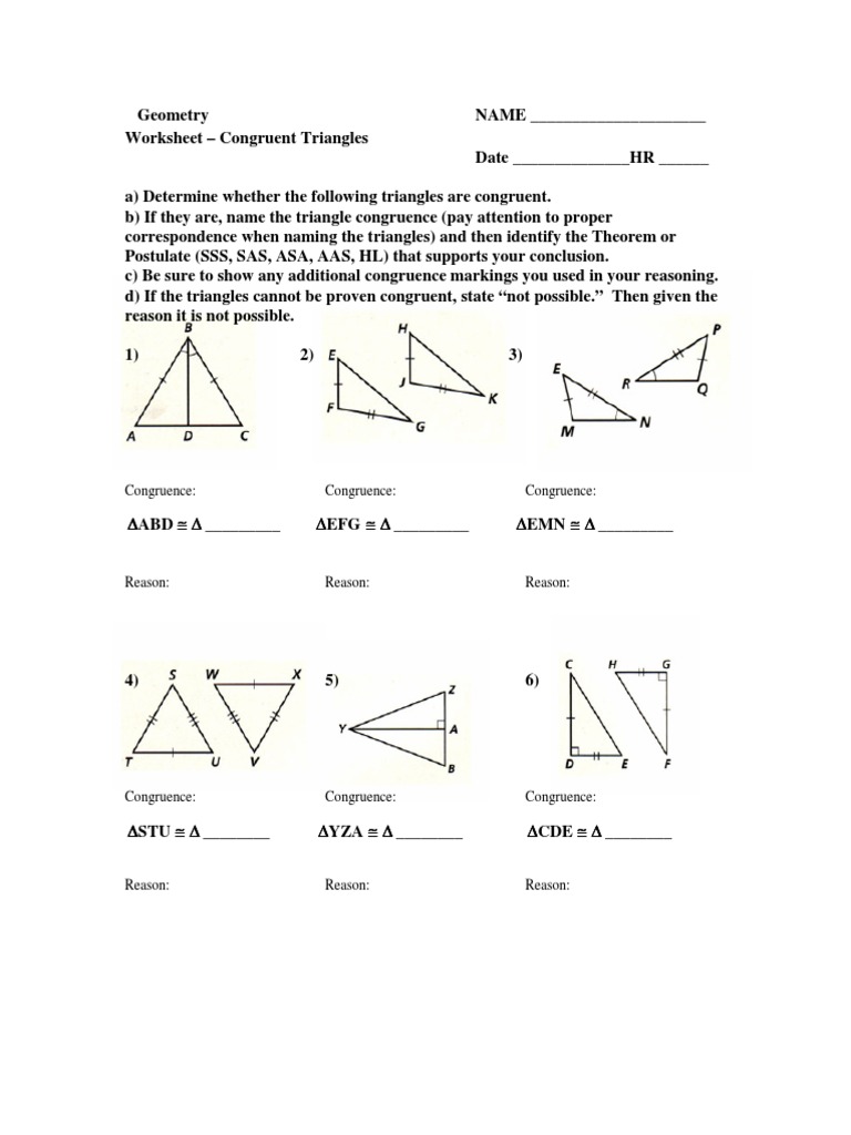7 Triangle Congruence Packet | PDF | Linear Programming | Teaching ...